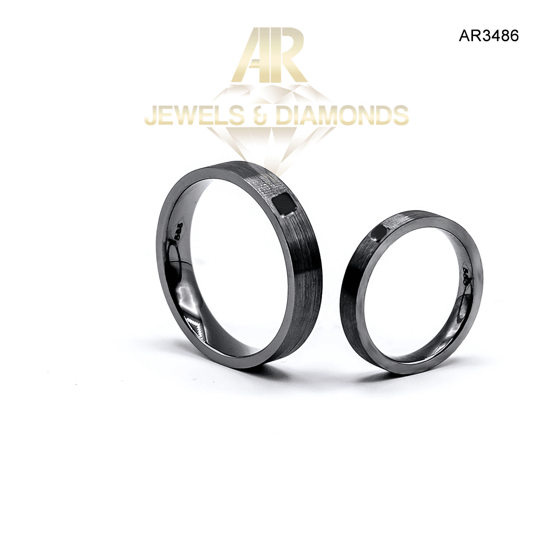 Verighete Aur Negru cu Diamant Negru [AR3486] - Bijuterii Aur