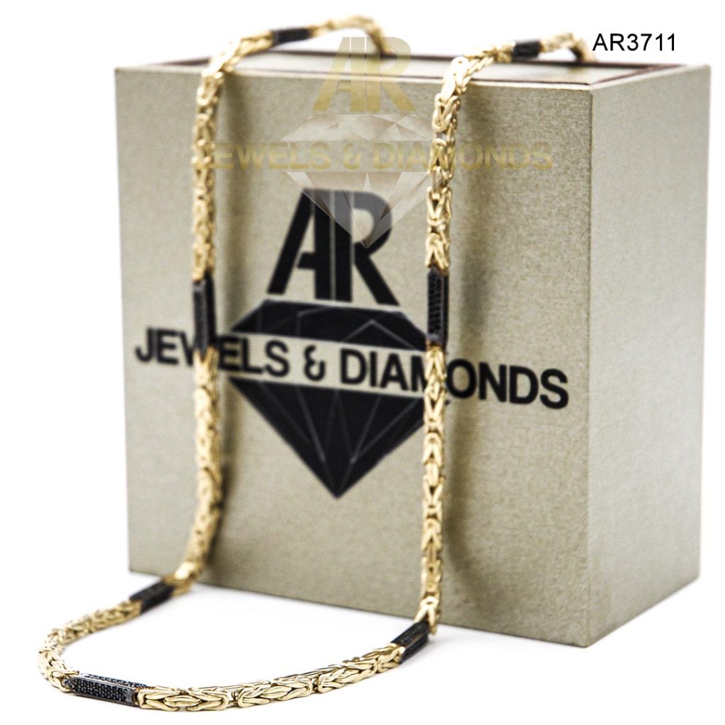 AR3608 COLIER AUR 6.80GR ONYX 4MM BILE AUR 3MM