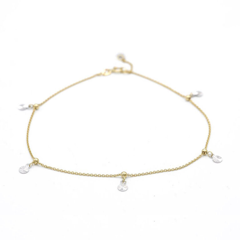 Bratara aur 14K, pentru picior, cu banuti, 26cm, AR3998 - Bijuterii Aur