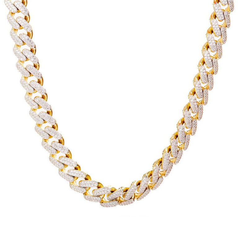 Lant Aur 14K Cuban Monaco Chain, 42cm, 9mm latime za [AR4046 ...